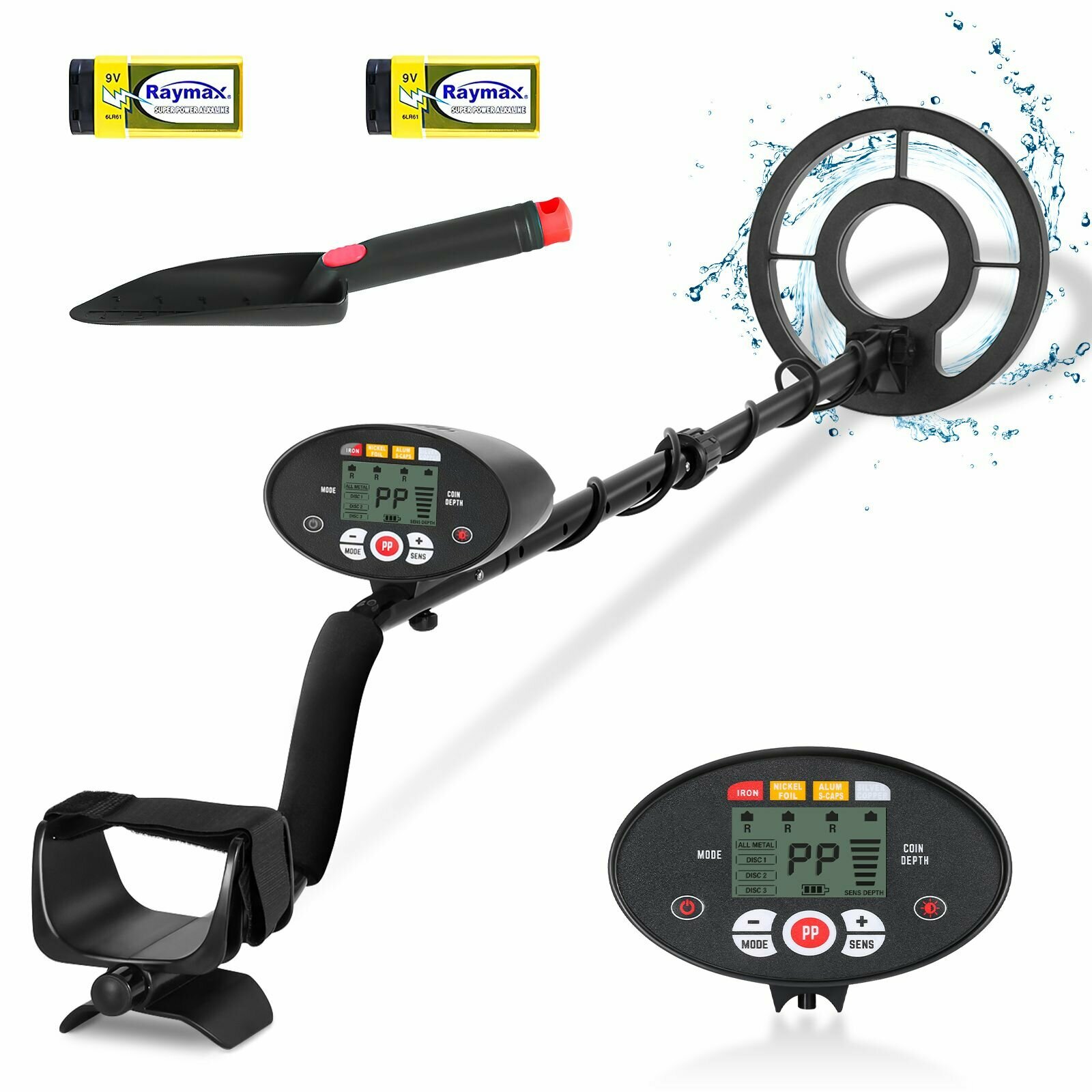 Металлоискатель с ЖК-дисплеем, многофункциональный, для детей/взрослых, Treasure Seeker, DISC/точки, лопата, батарейки