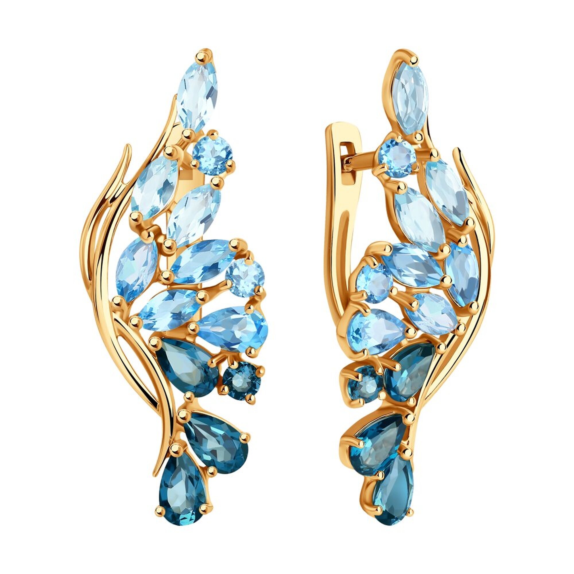 Серьги, красное золото, 585 проба, топаз, Лондон топаз