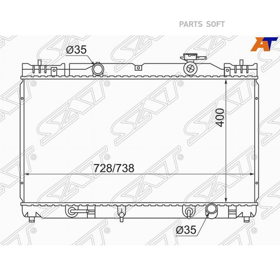 Радиатор Toyota Camry (XV30) 01-06 / Daihatsu Altis 01-05 от официального дистрибьютора, SAT, артикул SGTY0003ACV30