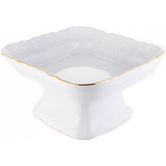 Фруктовница квадратная на ножке Bernadotte декор "Отводка золото", 25 см. (БЕР0554)