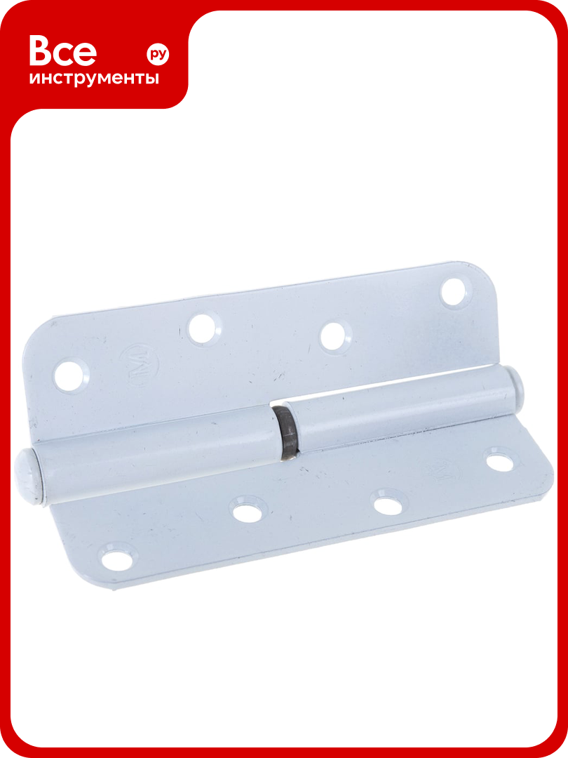 Накладная стальная петля без бренда ПН-110, цвет белый, правая, врезная карточная конструкция, полимерное покрытие