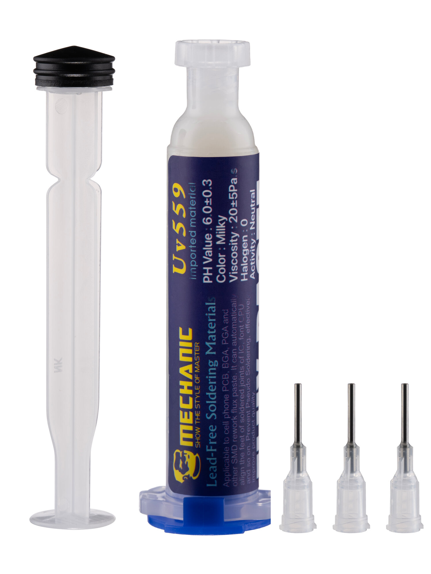 Нейтральный безотмывочный высокоактивный флюс-гель MECHANIC UV-559 (10 мл)