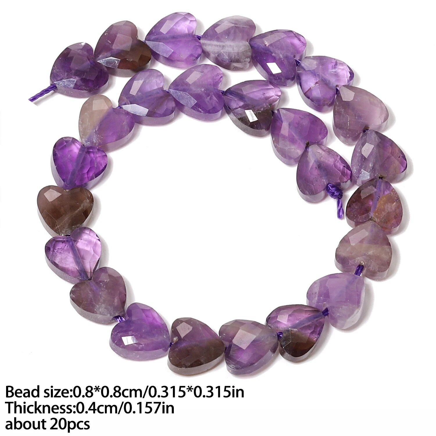 8 мм бусины в форме сердца из натурального камня с аметистом, фиолетовые свободные бусины для изготовления ювелирных изделий, энергетические браслеты, аксессуары 7,5 дюйма