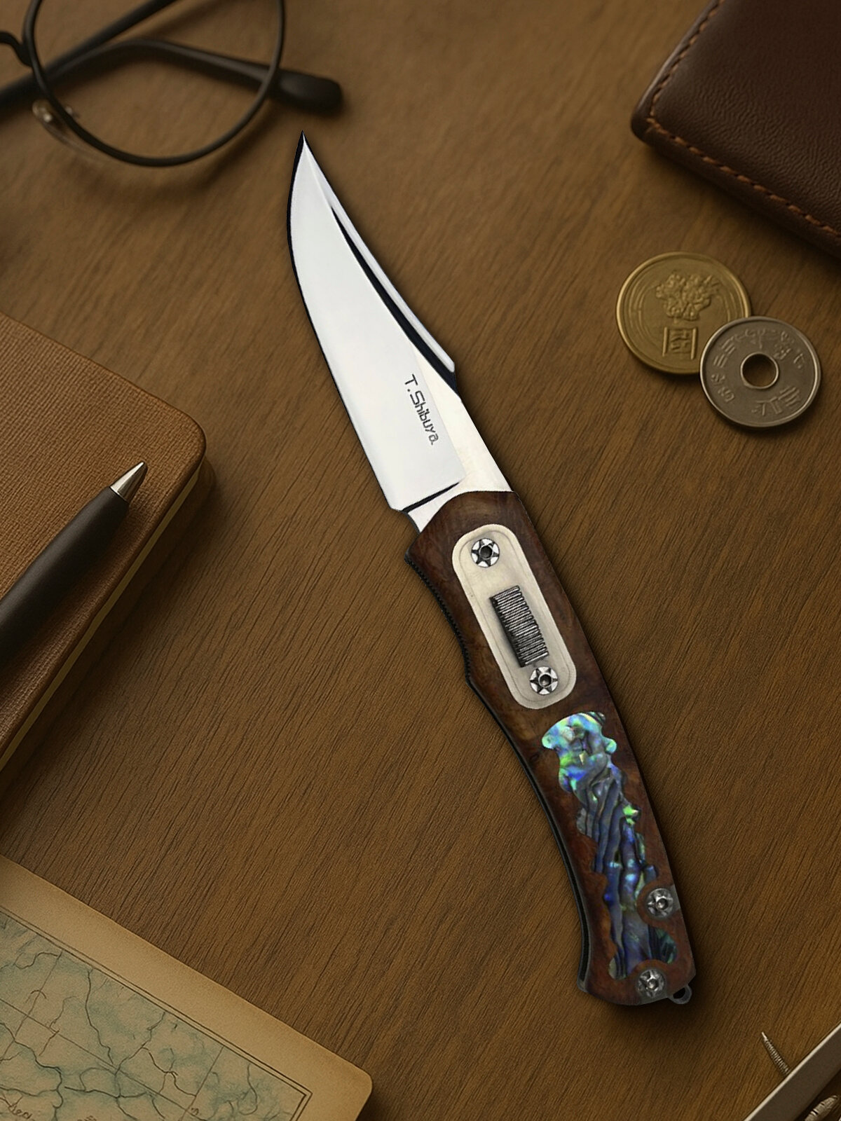 Нож складной Toru Shibuya с системой открывания 8 см, порошковая сталь ATS-34, подарочный бокс, Япония