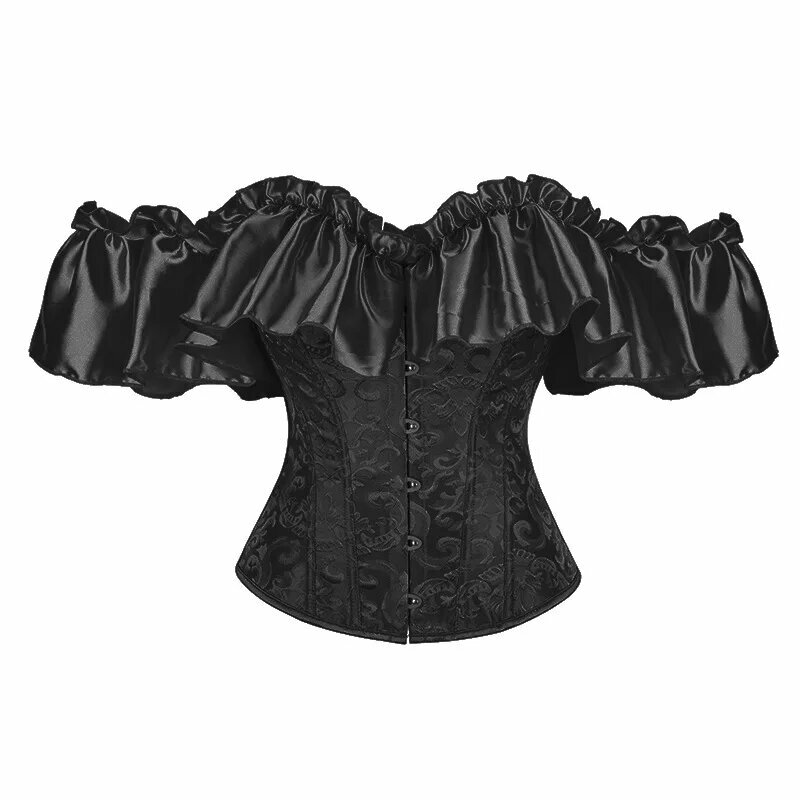 Черный корсет-топ с рукавами XL, 2-FJ-S917 Black