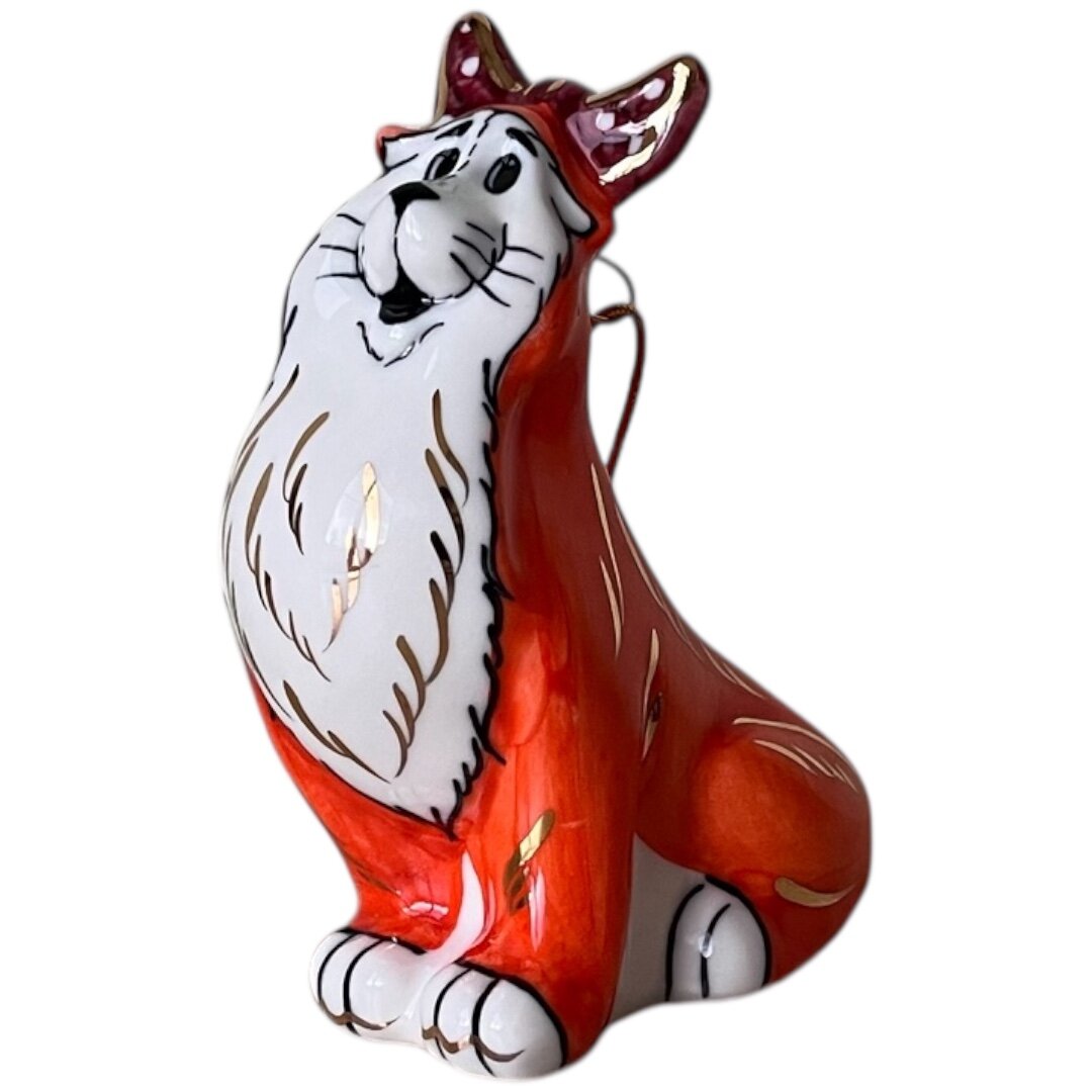 Елочная игрушка Малыш и Карлсон "Матильда" с золотом. Лефортовский фарфоровый завод. Елочная игрушка из фарфора на ёлку.