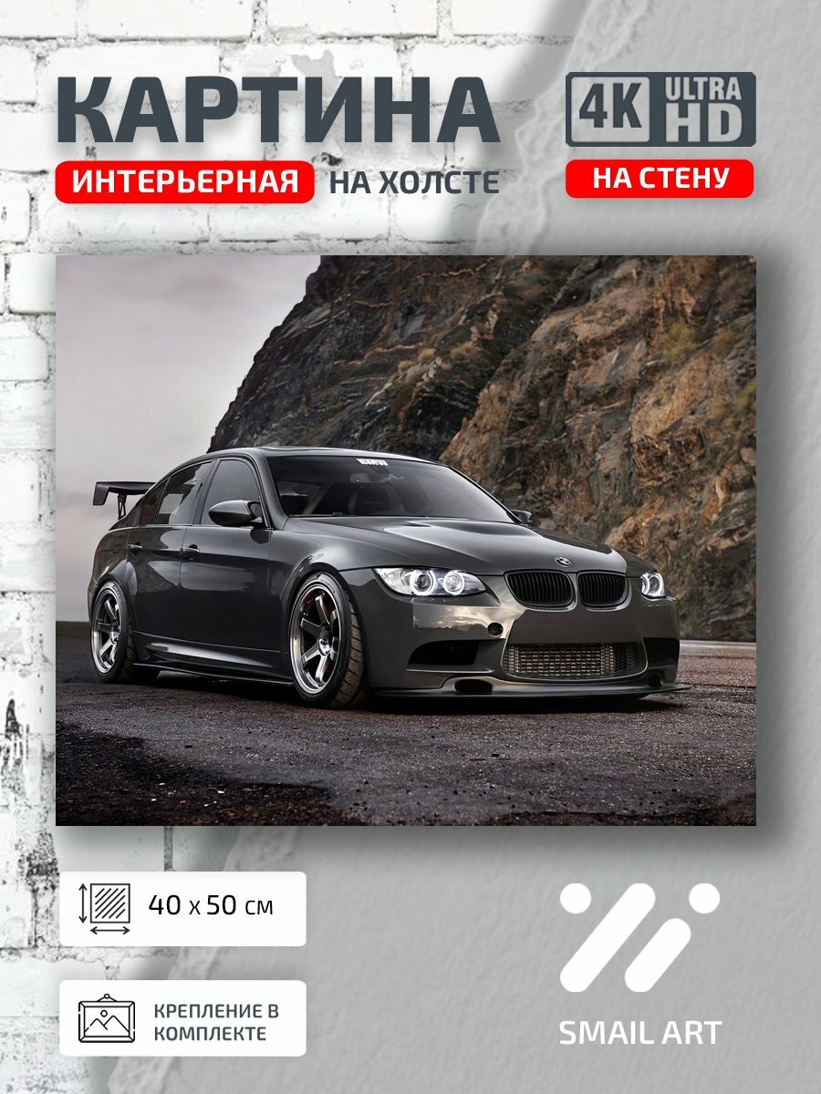 Картина на холсте интерьерная 40 на 50 на стену Горах bmw для кафе пейзаж интерьер декор