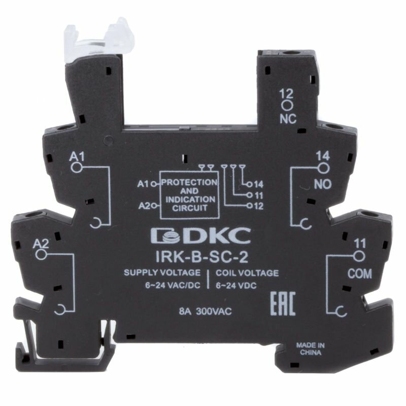 Колодка ультратонкая для реле RIS вх. напр. 6-24В AC/DC винт. Клеммы, DKC IRK-B-SC-2 (1 шт.)