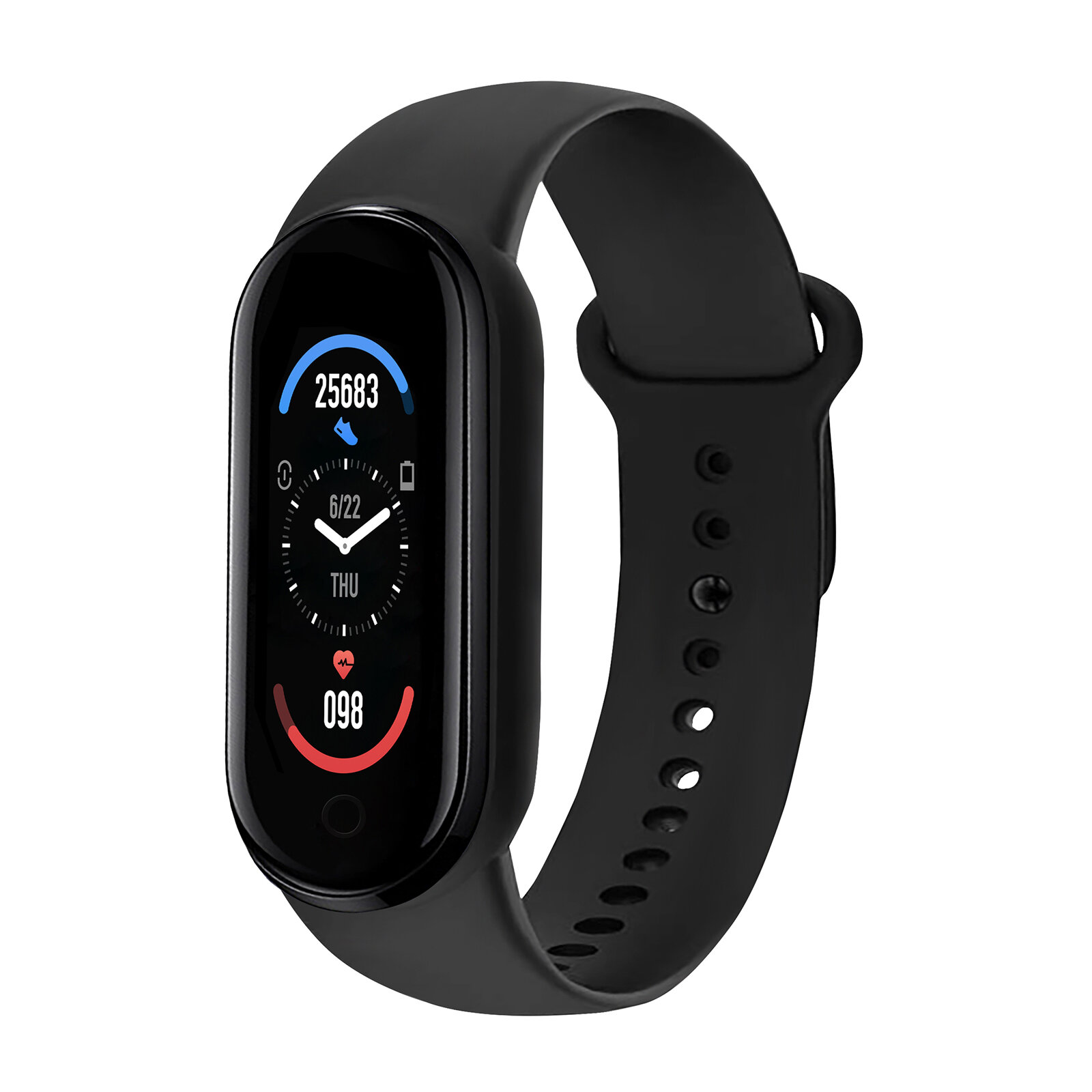 Браслет умный M6, экран TFT 0.96 дюйма, BT4.0, трекер фитнеса, водонепроницаемость IP67, монитор сна/пульса/артериального давления, множественные спортивные режимы, уведомления/вызовы/напоминание о сидячем образе жизни, дистанционная камера/управление