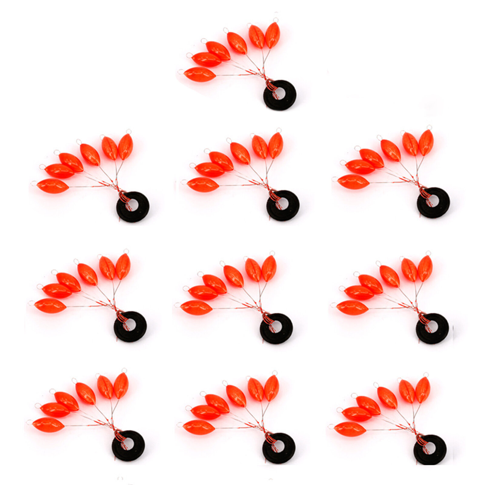 10шт Плавающие Приспособления Для Рыбалки Овальные Космические Бобы Стопоры Для Рыбацкой Линии Буи Рыбацкие Принадлежности Материал Пена Цвет Красный Желтый Красный и Желтый Модель 1# 2# 3# 4# 5#