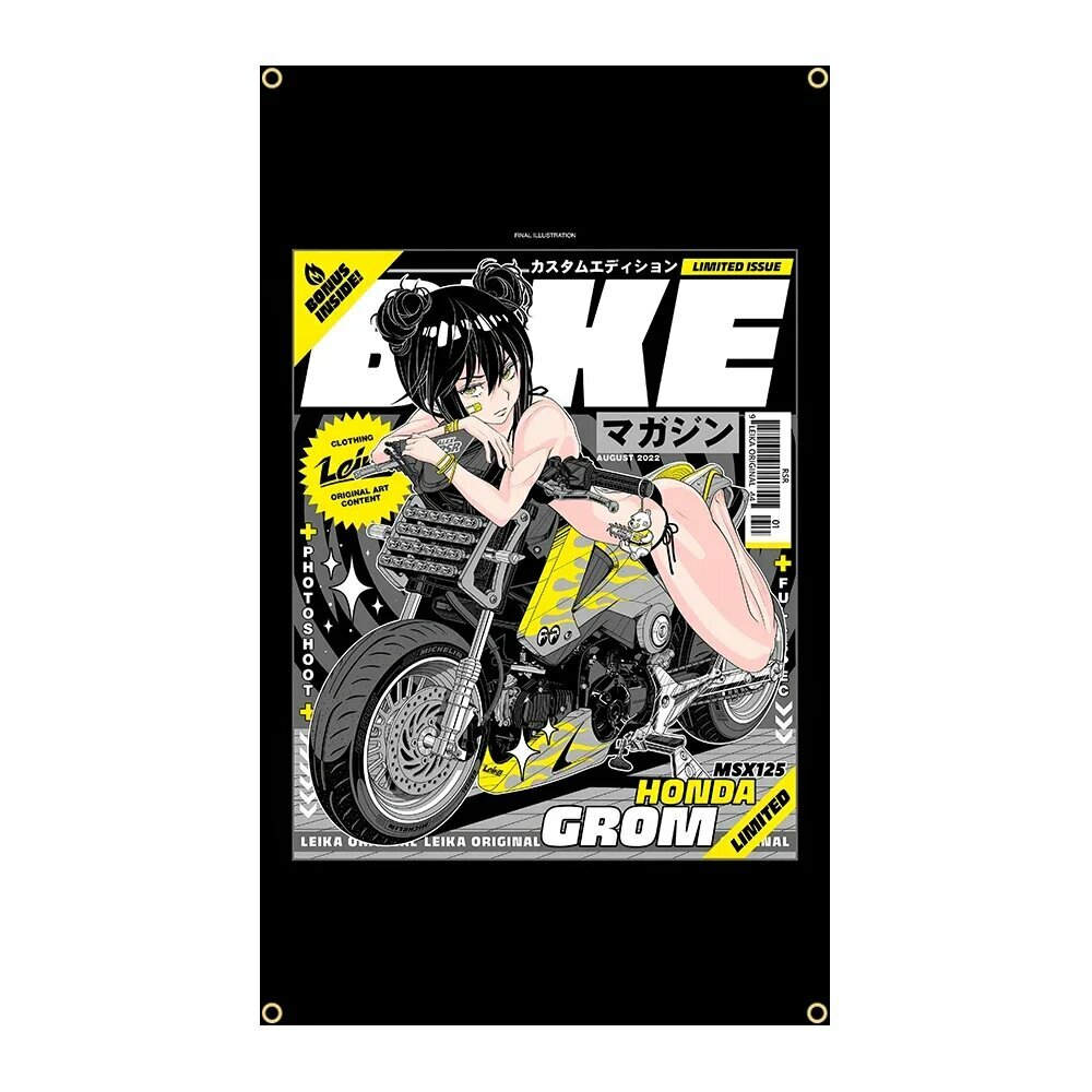 JDM модифицированный гоночный автомобиль флаг полиэстер 90x150 см Черный, 90x150cm, 4 Grommets