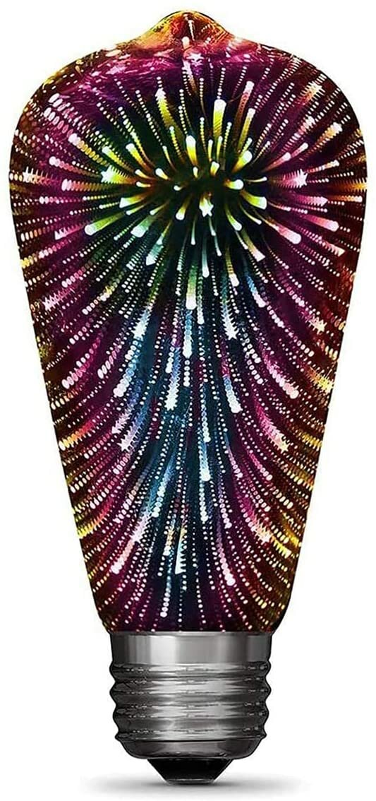 Лампы фейерверка, декоративные 3D LED лампы, 4Вт, лампы со стеклом с витражом, украшение со звездным сиянием, для праздничных рождественских украшений, многоцветные (E27), материал корпуса лампы: стекло, тип основания: E27, CRI (Ra>): 80, входное