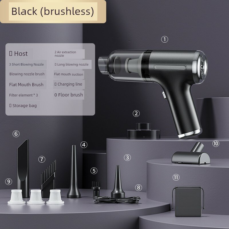 Mi Ручная автомобильная швабра Black Top Model с бесщеточным двигателем, черный, 3 фильтра, щетка для пола, сумка для
