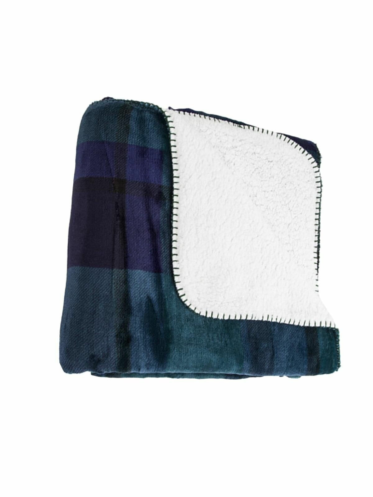 Пледы и покрывала, Фланелевое одеяло в клетку-синее