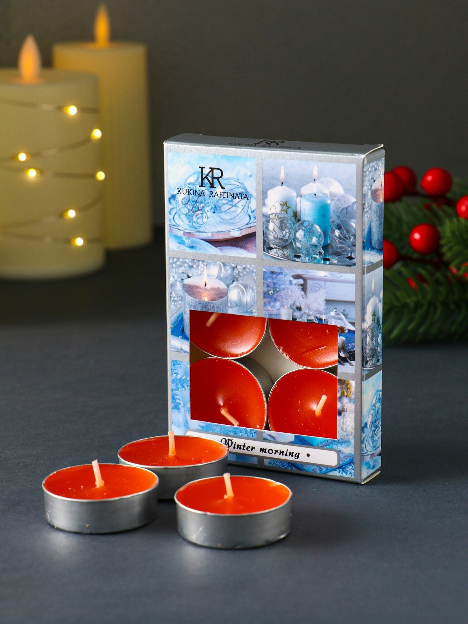 Набор ароматических свечей чайных, 12 шт, мандарин