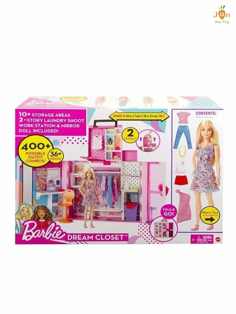 Mattel Barbie Dream Closet / Гардероб мечты Барби набор игрушек-кукол для девочек с более чем 36 аксессуарами