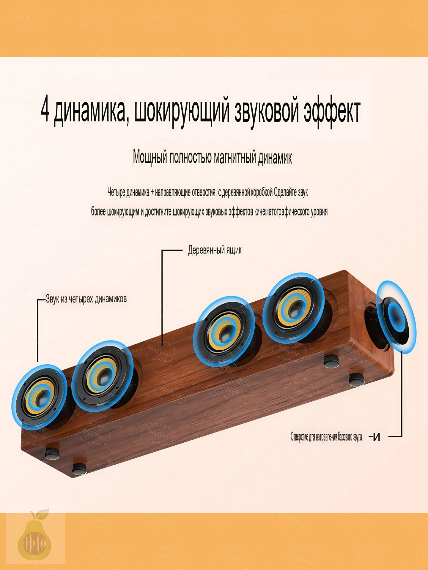 Деревянный динамик Bluetooth для домашнего кинотеатра, мощный сабвуфер, эхо-стена