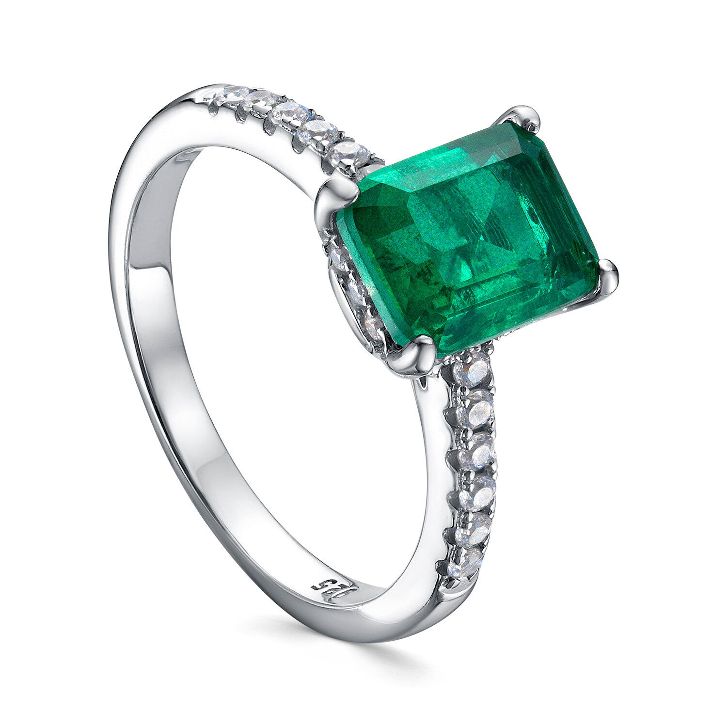 Кольцо тонкое, серебро, 925 проба, алпанит, фианит