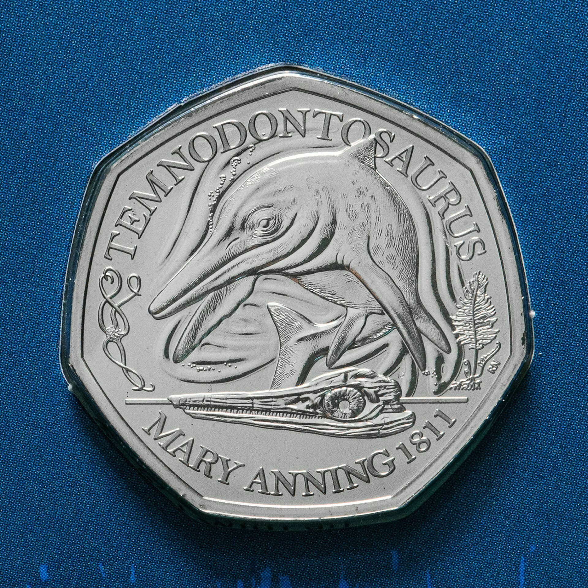 Великобритания 50 пенсов 2021 "Динозавр - Темнодонтозавр" в буклете, Мельхиор медь-никель