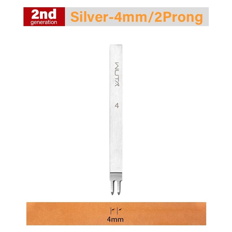 WUTA Долото для кожи, 4 мм, 2 Prong, Серебряный