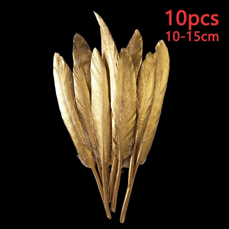 Золотые перья для рукоделия, 10 шт, 10-15 см, M057a250-10pcs