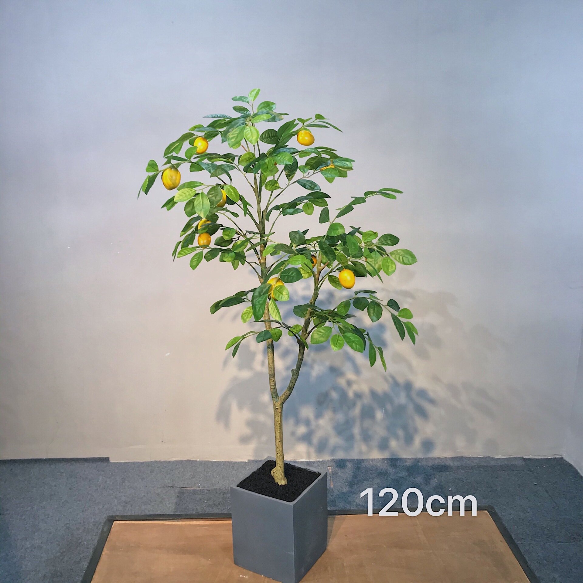 Большое искусственное лимонное дерево в горшке, домашнее напольное растение с длинными ветвями и листьями, с фруктами, декор для гостиной, орнамент, фруктовое дерево