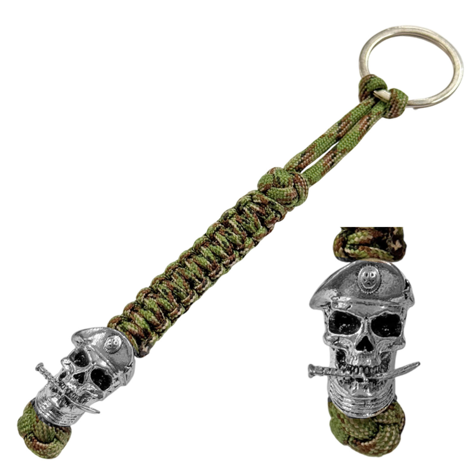 Темляк ВДВ "Никто кроме нас!" (камуфляжный "мультикам" паракорд; авторская металлическая бусина)