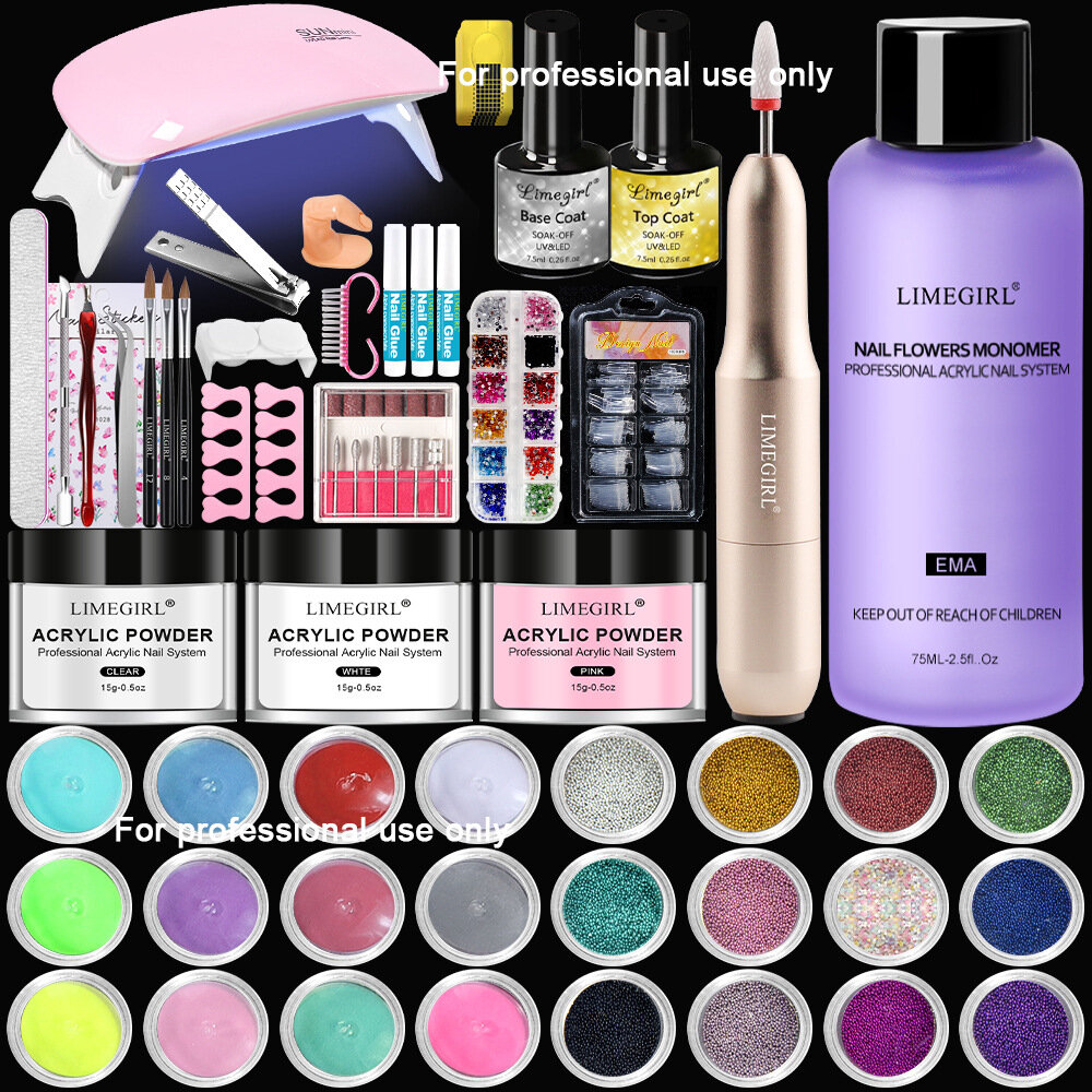 Новый полный набор кристаллического порошка для ногтей, серия с опциональным инструментом для маникюра, полный набор в наличии