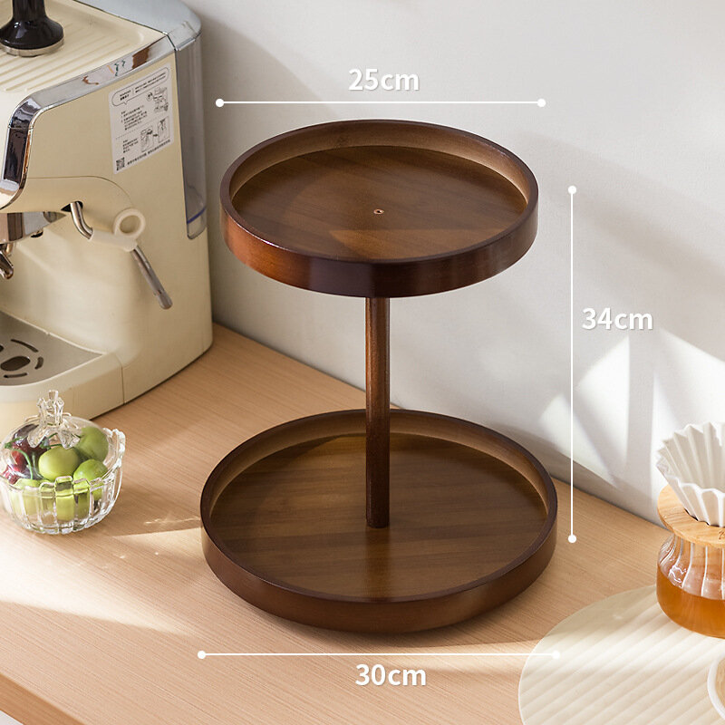 Вращающийся поднос из массива дерева, настольная деревянная подставка для специй, коробка для хранения косметики, органайзер для кухни, круглый поднос из дуба