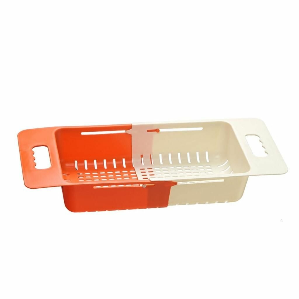 Выдвижной сливной поддон, многофункциональная мойка для фруктов и овощей, выдвижной кухонный дуршлаг над раковиной, Оранжевый и белый