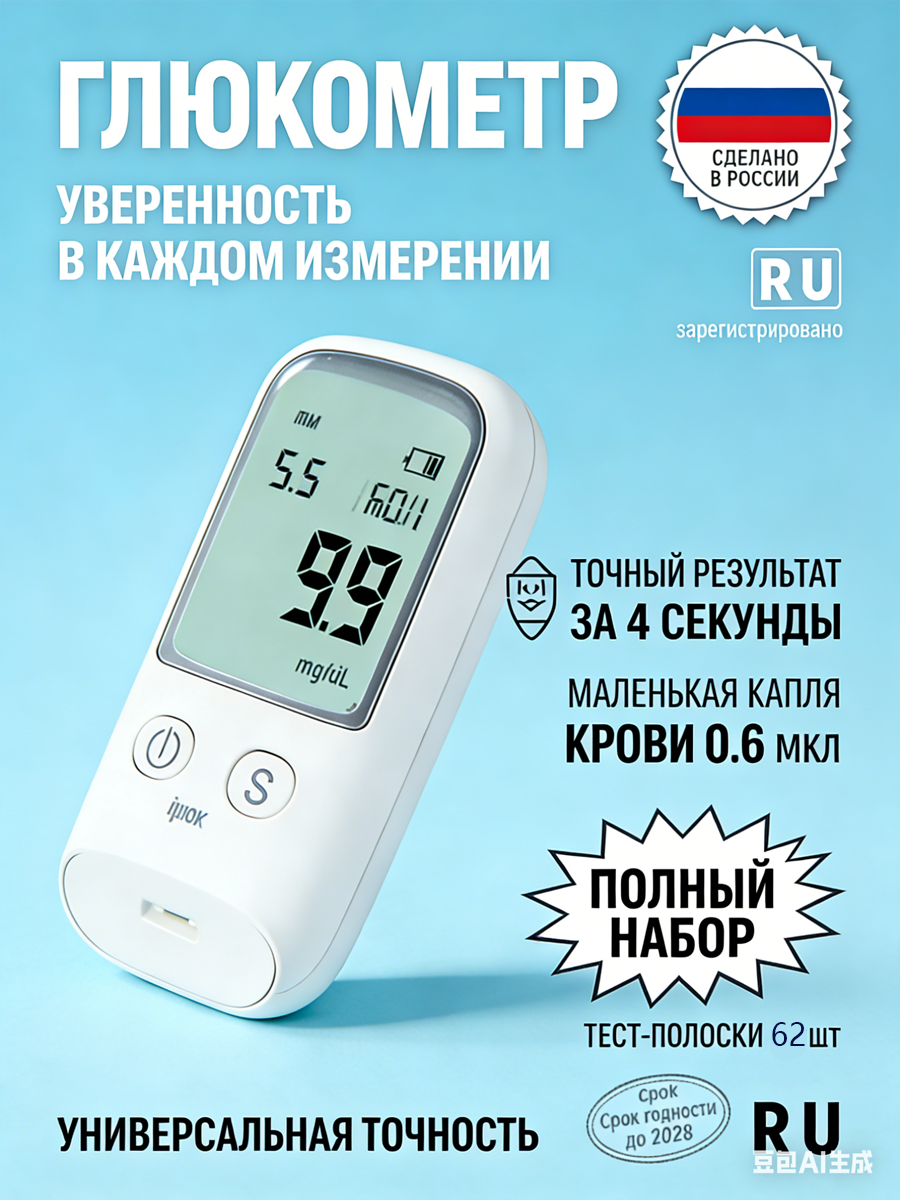 Набор мониторов уровня глюкозы в крови с тест-полосками x 50 и ланцетами x 50