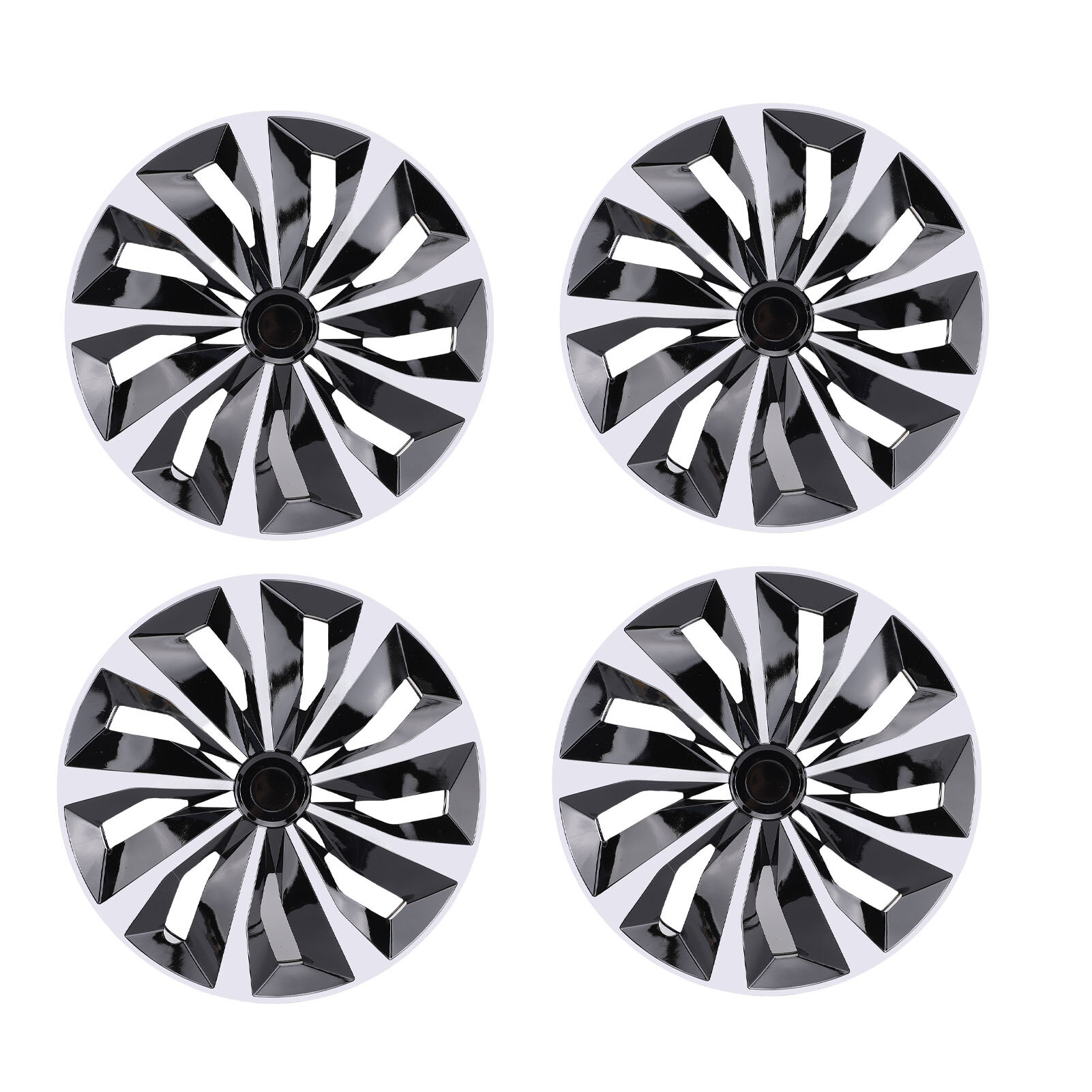 4ШТ Колпачок Колеса Крышка 14 Дюймового Обода Защелкивающийся Комплект Колпачков R14 Универсальный для Легковых Автомобилей Грузовиков Внедорожников Серебристо-Черный