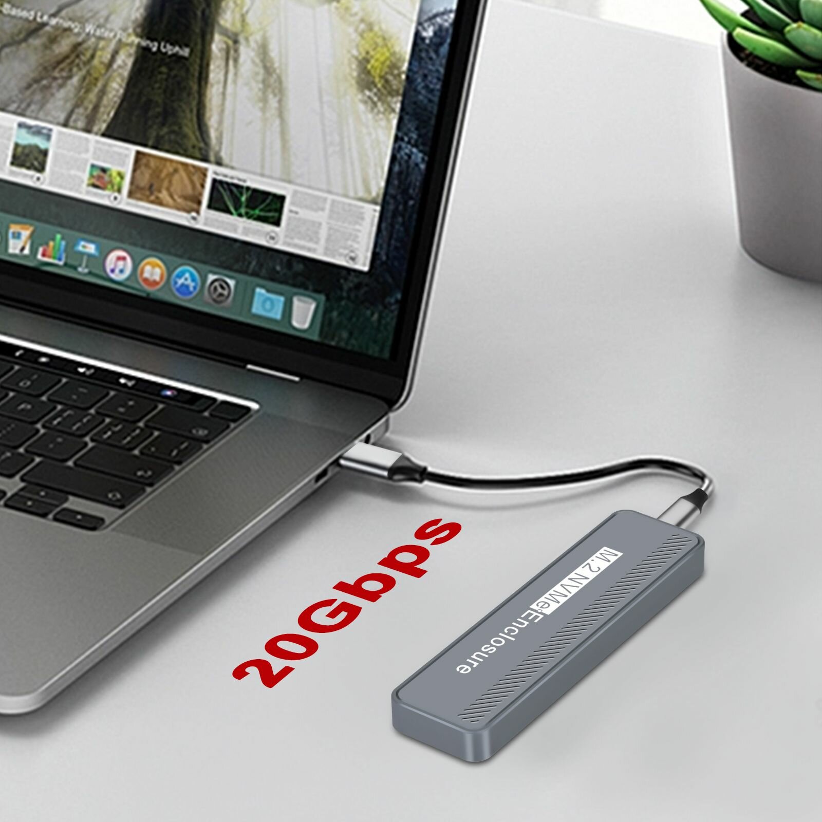 Корпус NVMe M.2 SSD Корпус NVMe NGFF 20 Гбит/с PCIe M.2 SSD Портативный внешний адаптер USB C 3.2Gen2 для жесткого диска Macbook PC