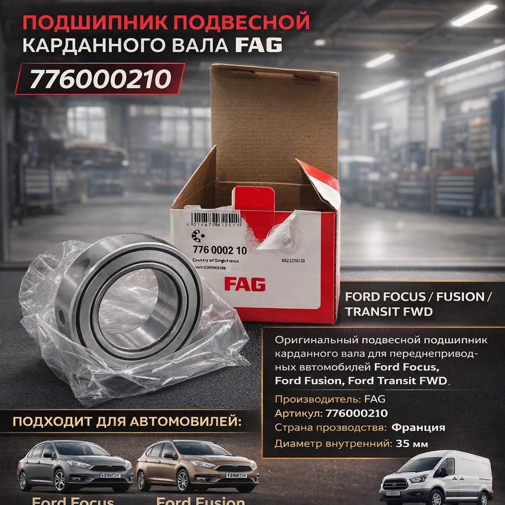 Подшипник подвесной карданного вала FAG арт. 776000210 для Ford Focus/Fusion/Transit FWD