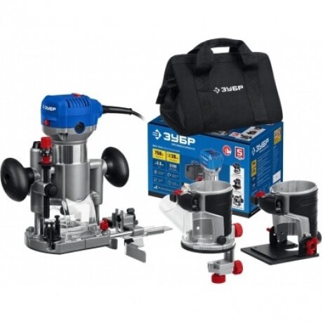 Фрезер кромочный ЗУБР 750 Вт, сумка, 3 основания, Профессионал (ФПК-750Н)