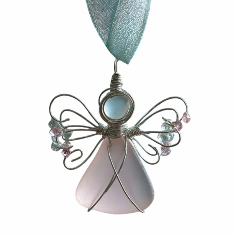 Подвеска В Виде Ангела Из Морского Стекла-Розовый