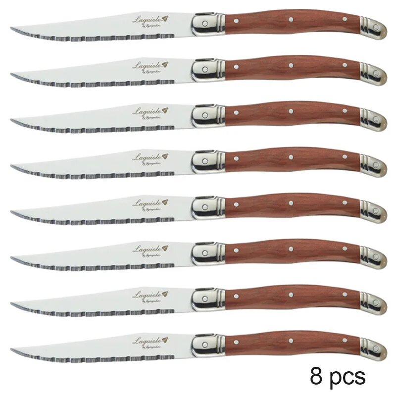 Набор столовых приборов Laguiole класса люкс, 4-24 предмета, с ручками из розового дерева, для свадебного ужина, ножи для стейка, вилки, ложки, чайные ложки из нержавеющей стали