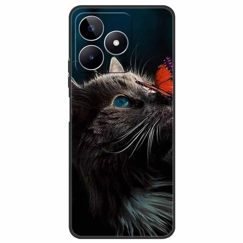 Чехол для Realme Note 50, милый силиконовый модный чехол из ТПУ с росписью для Realme Черный, 51