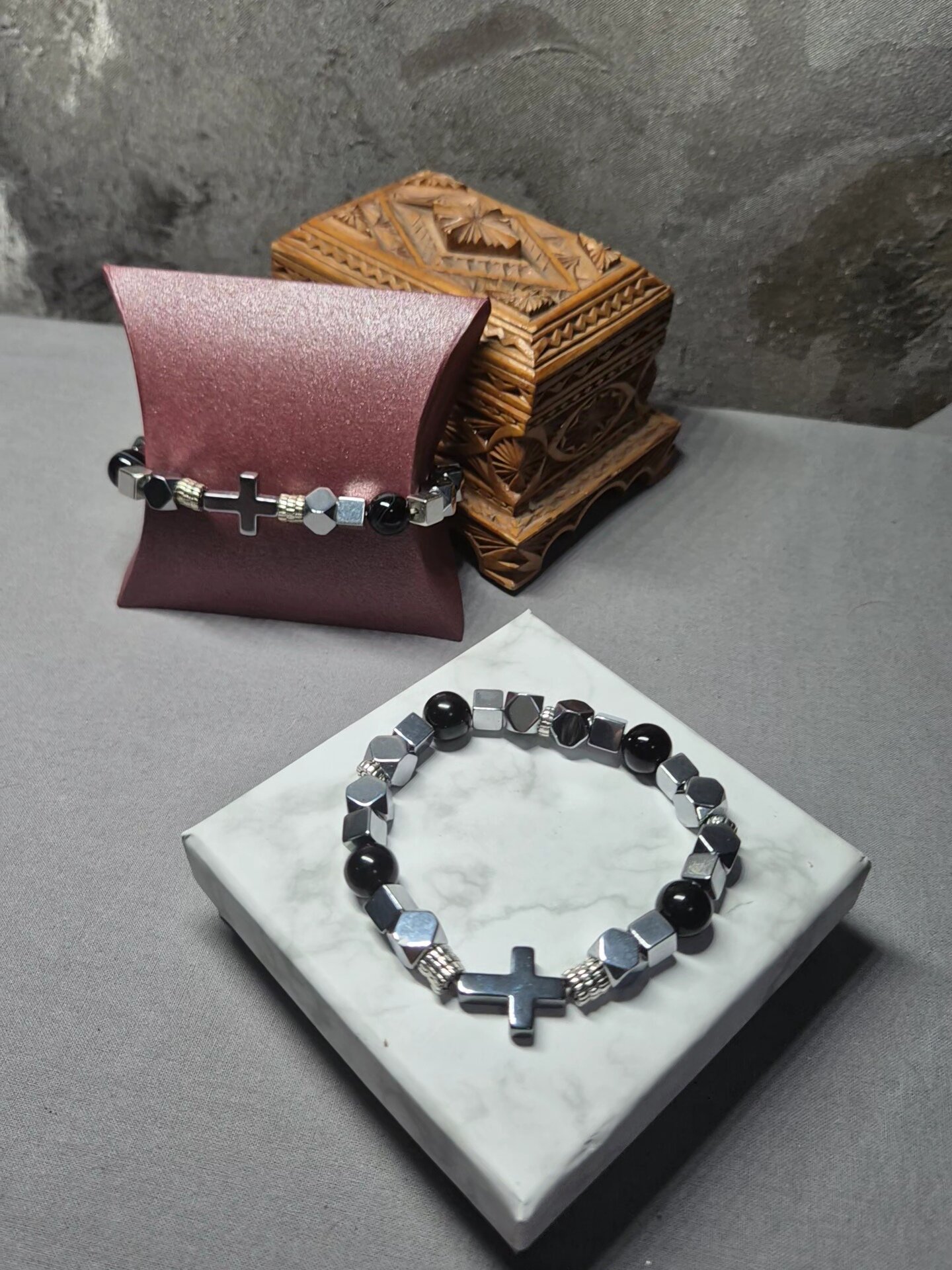 Славянский оберег, плетеный браслет, обсидиан, гематит