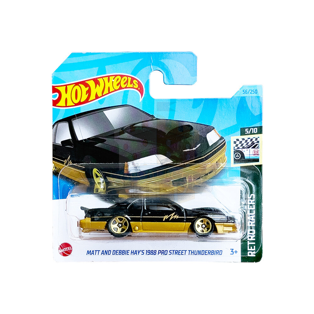 Машинка Mattel Hot Wheels Matt and Debbie Hay's 1988 Pro Street Thunderbird, черный, арт. HKJ80 56/250
