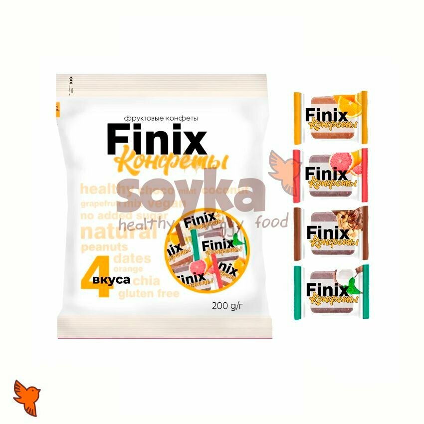 Конфеты фруктовые четыре вкуса Finix, 200г