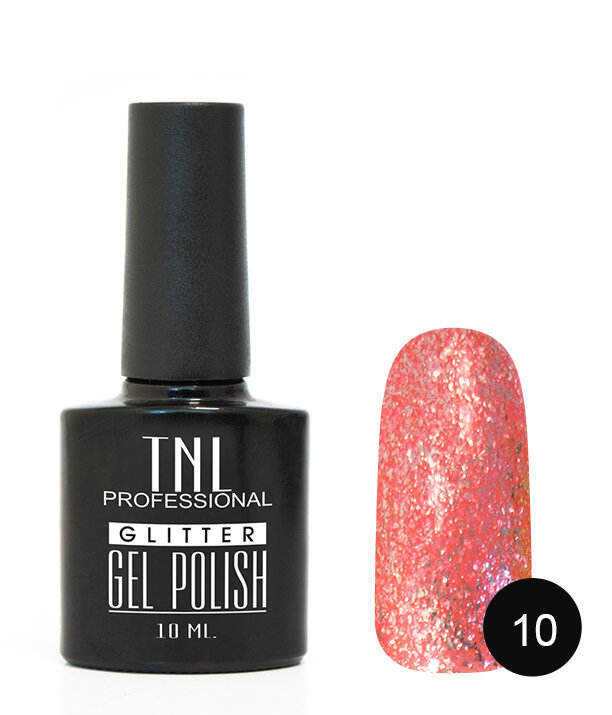 TNL Professional Гель-лак - Glitter № 10 - Персиково-оранжевый (10 мл)