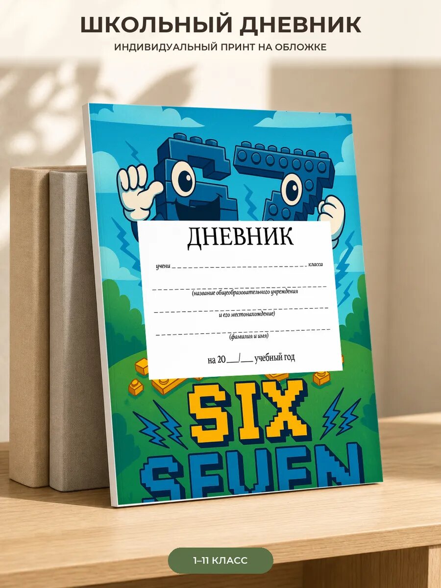 Школьный дневник с принтом Six Seven