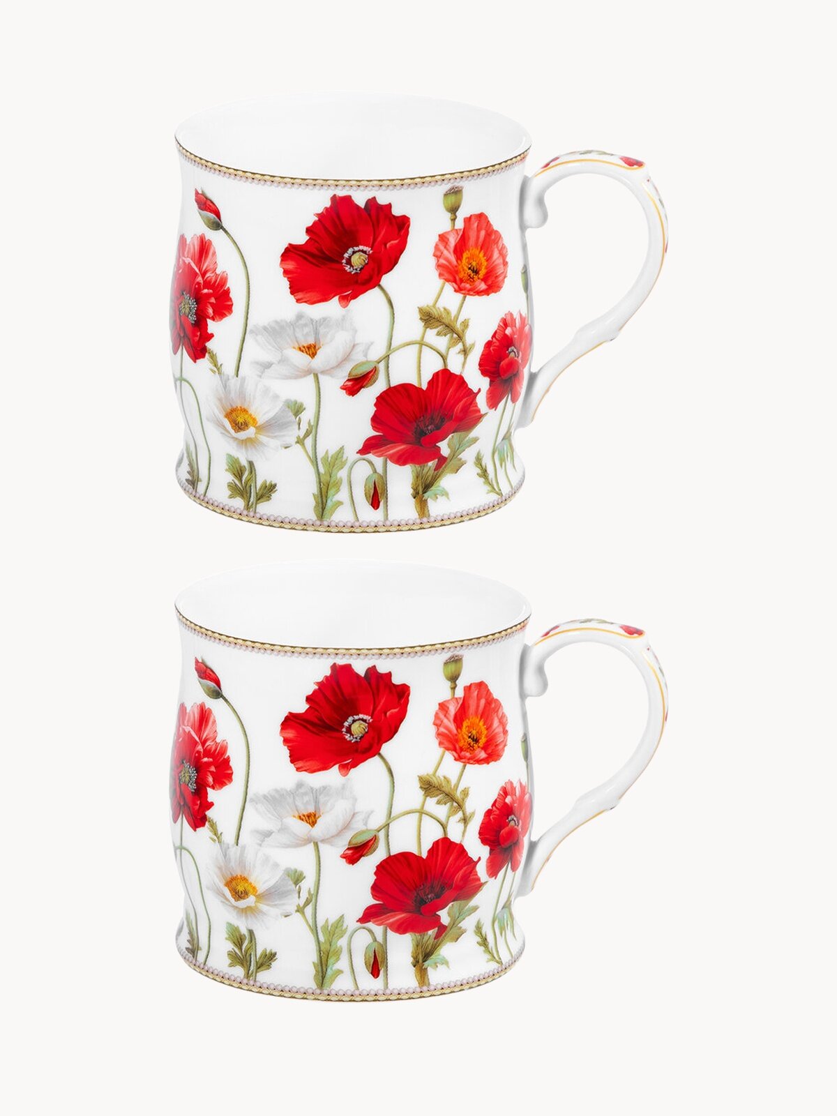 Кружка, чашка для чая, кофе 2 шт по 300 мл Elan Gallery Маки, набор, Масленица