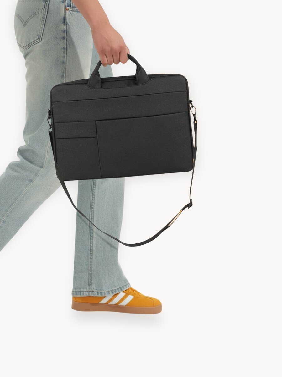 Сумка - портфель для ноутбука 13-14 macbook, Amabaris водонепроницаемая, ударопрочная, стильная, черная, мужская, женская