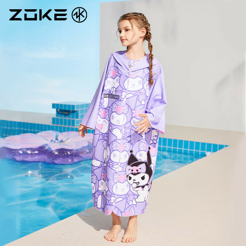 ZOKE Kuromi детский халат с молнией для купания гигроскопичный быстросохнущий пляжный полотенец Размер：Универсальный