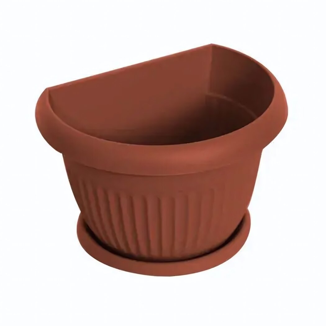 Кашпо настенное «Ливия» с поддоном, пластик, терракотовый, диаметр 22 см, 15,4х16,7х22 см