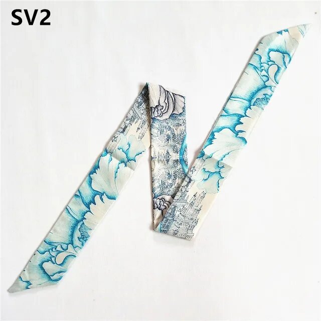 Популярный брендовый узкий шарф с цветком пиона, новинка 2025, шелковая сумка, шарф для женщин, женский шейный платок, платки и накидки для женщин