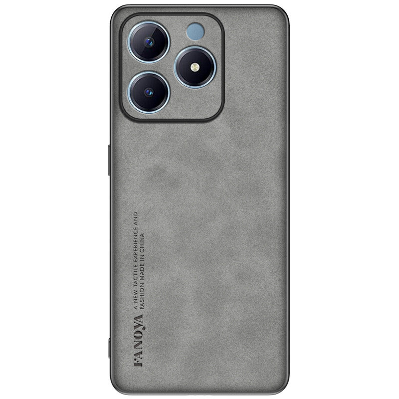 Чехол-бампер-панель-накладка MyPads на Realme C61 из износостойкого силикона со вставкой из эко-кожи, серый