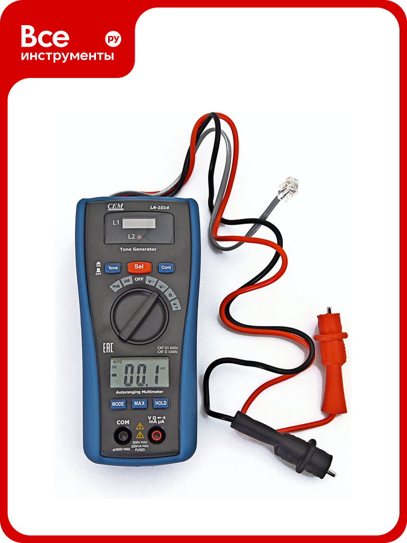 Тестер-мультиметр, СЕМ, для поиска скрытой проводки СЕМ LA-1014 481219, замера сопротивления, служит